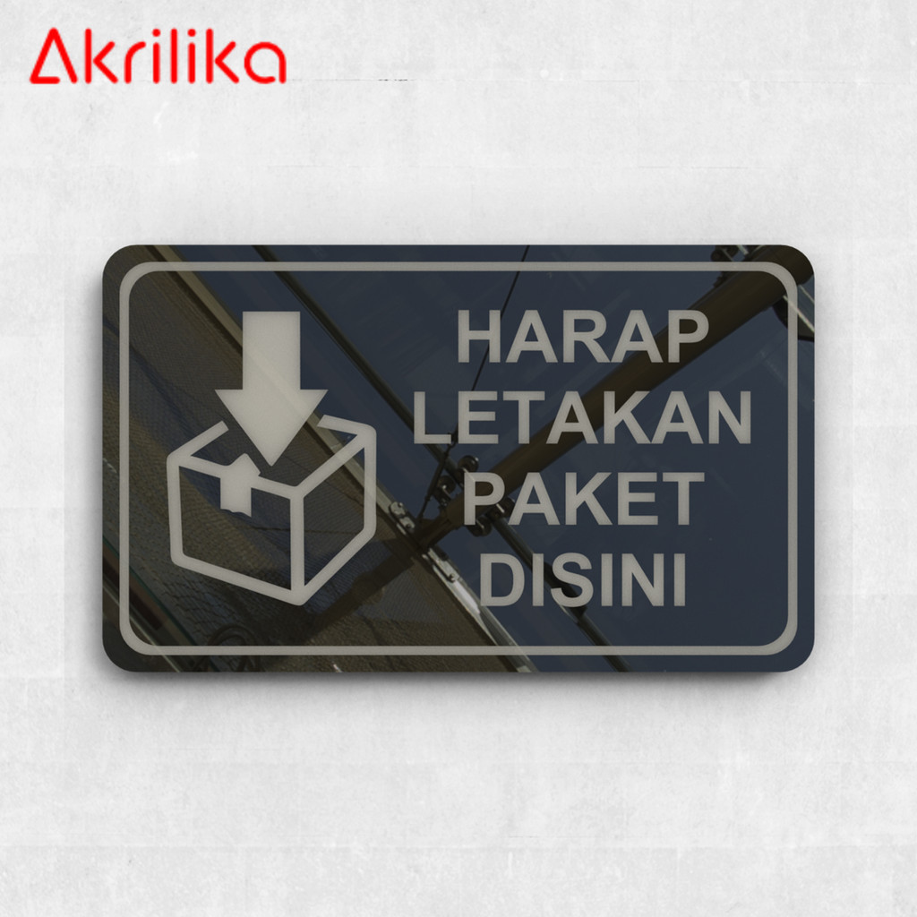 Jual AKRILIK SIGN BOARD "LETAKKAN PAKET DISINI" 20X12CM AKRILIK 2MM ...