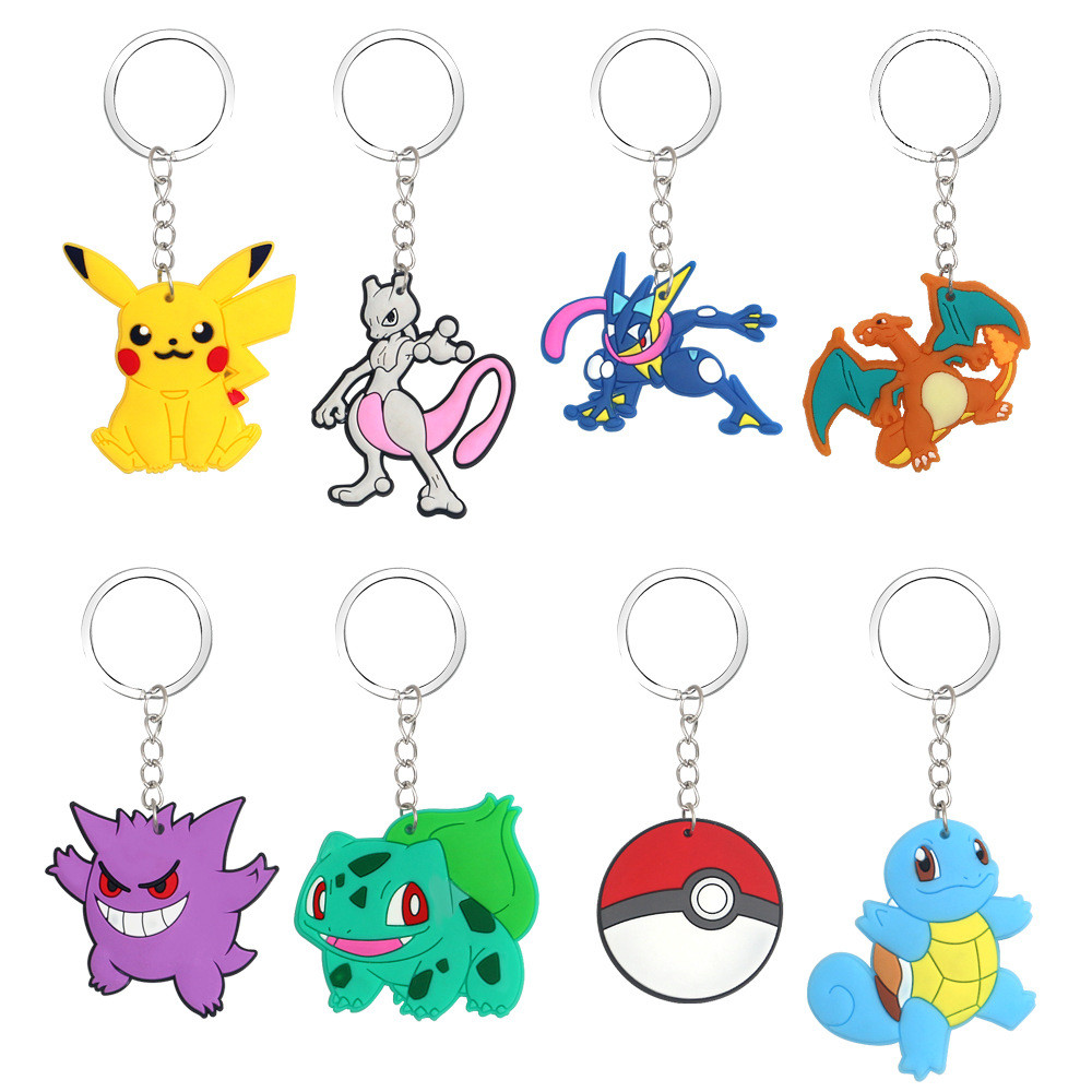 Jual Adorable Pokémon Keychains: Featuring Pikachu, Squirtle, Bulbasaur ...