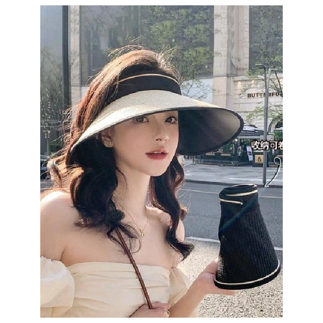 Jual Topi Pantai Wanita Visor Sport / Jerami / Topi Wanita Korea Rajut / Topi Bucket Hats ...