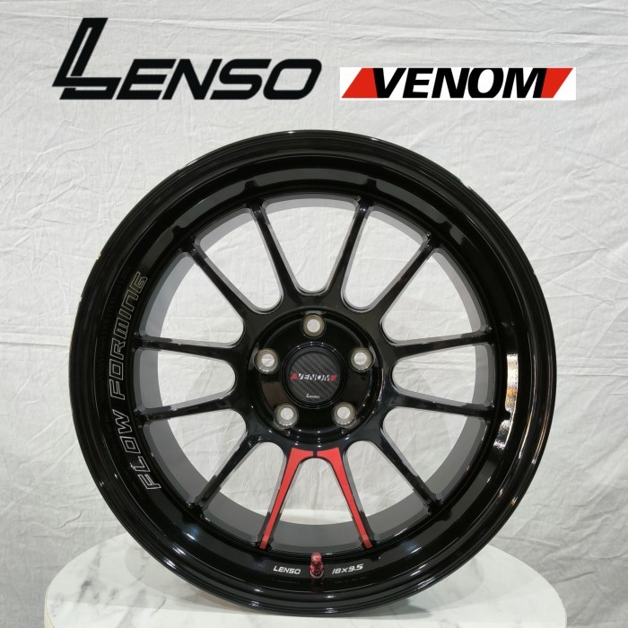 Jual Velg Lenso Venom 5 18x9.5 5H 114.3 et22 Black Glossy Ring 18 R18 ...