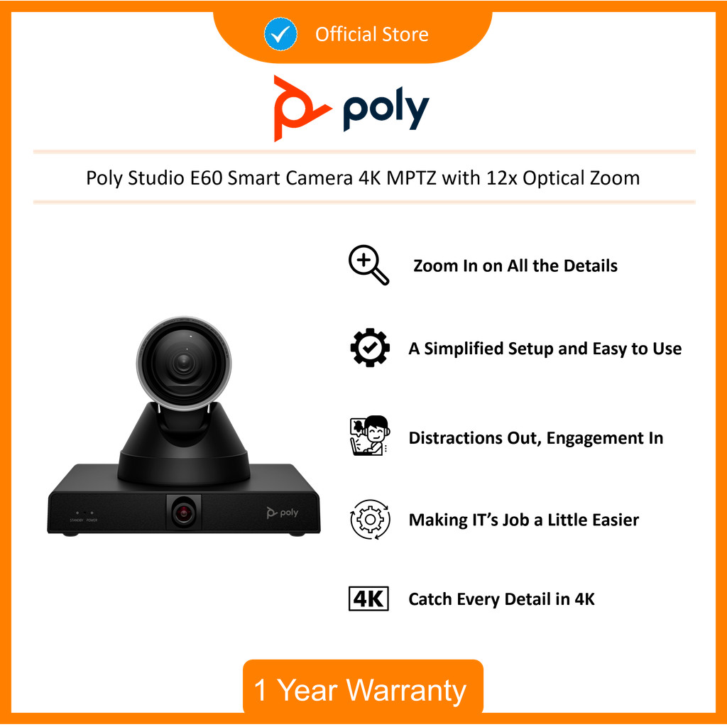 Jual Poly HP Studio E60 Smart Mechanical Pan/Tilt/Zoom (PTZ) Camera ...