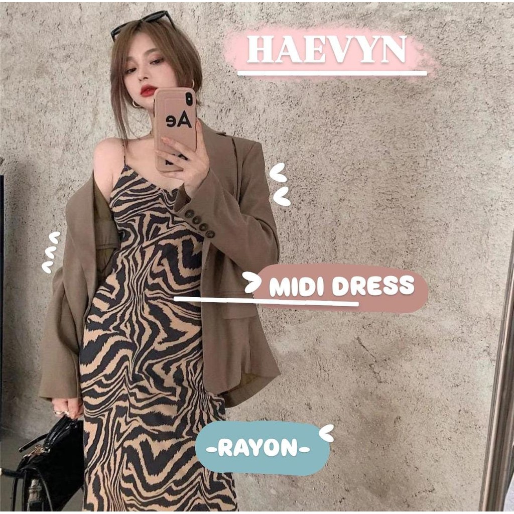 Jual IOS SHOP HAEVYN MIDI DRESS RAYON WANITA KOREAN STYLE KEKINIAN ...