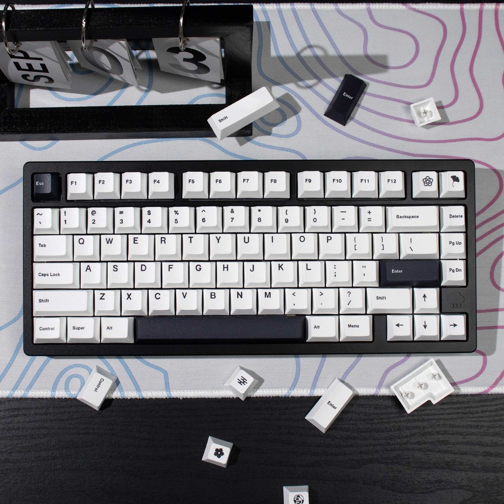 Jual Yongqiu Keycaps Putih Hitam Minimalis BOW 148 Tombol PBT Profil ...