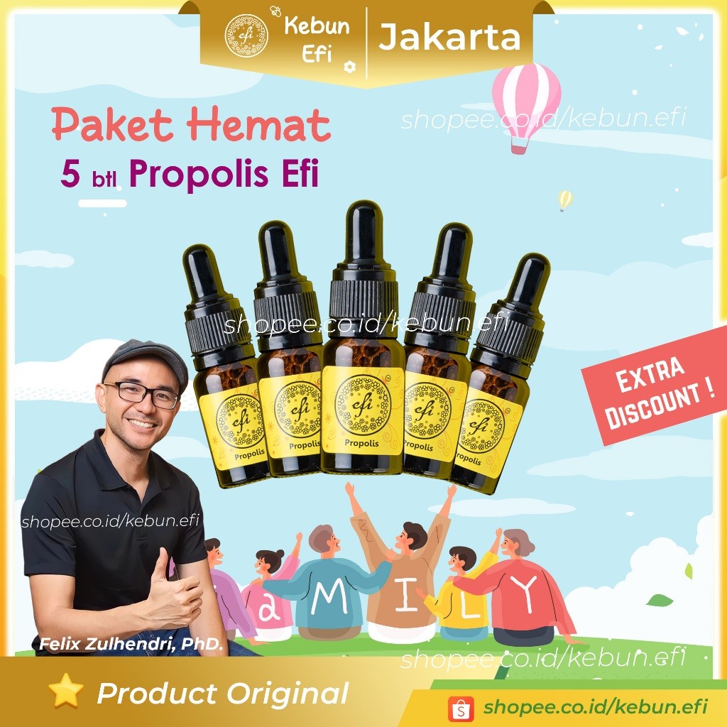Jual PAKET 5 Btl Propolis Efi - FAMILY PACKAGE ( 100% Original Propolis ...