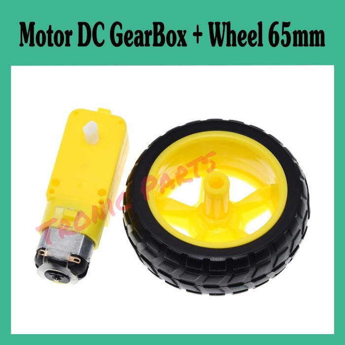 Jual Motor DC Gearbox and Wheel 65mm Motor DC Gearbox dan Roda 65 mm ...