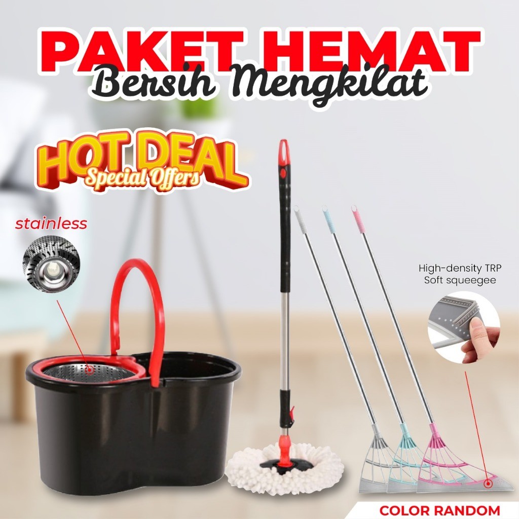 Jual Paket Bundle Hemat Alat Pel Lantai Ultra Mop Aclima Spin Mop ...