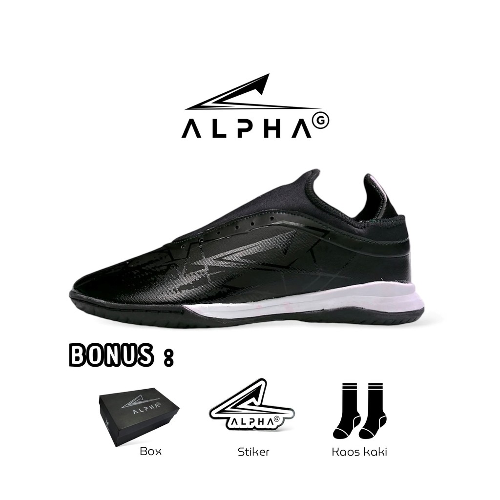 Jual ALPHA G - Sepatu Futsal Alpha Generation Pro In Full Black Hitam ...