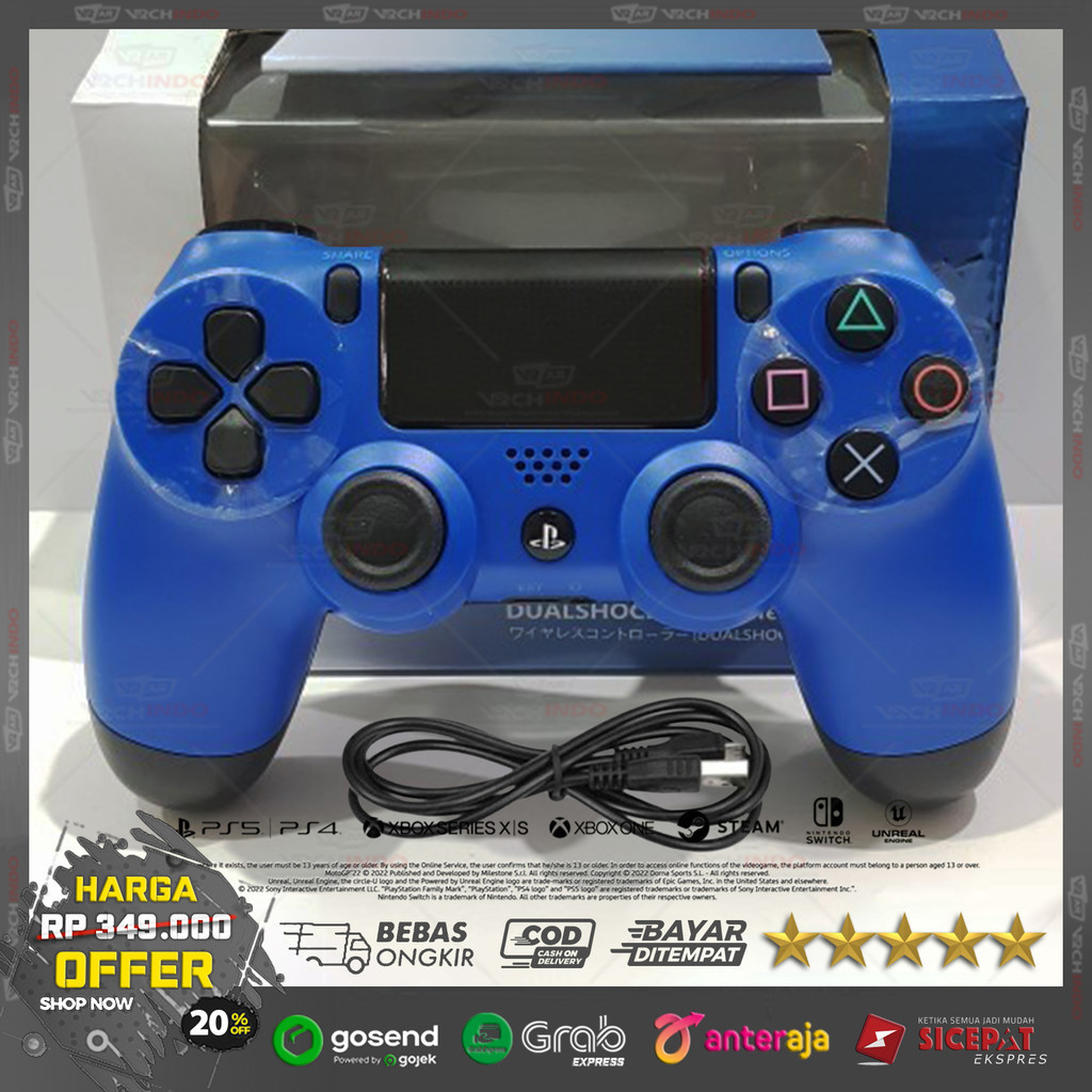 Jual Joystick Gamepad Wireless Stick PS4 BIRU Original Premium with USB ...