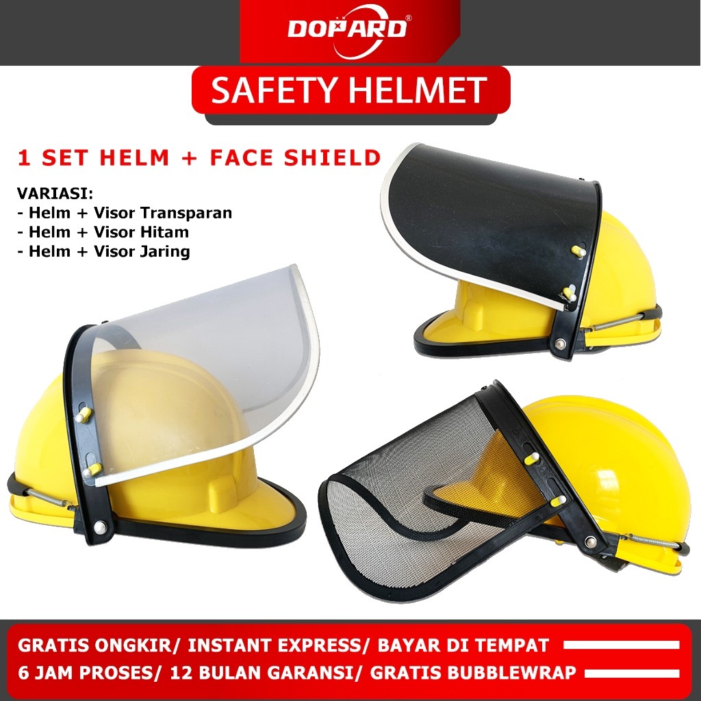 Jual 1 Set Safety Helmet + Face Shield Visor + Bracket Alat Pelindung ...