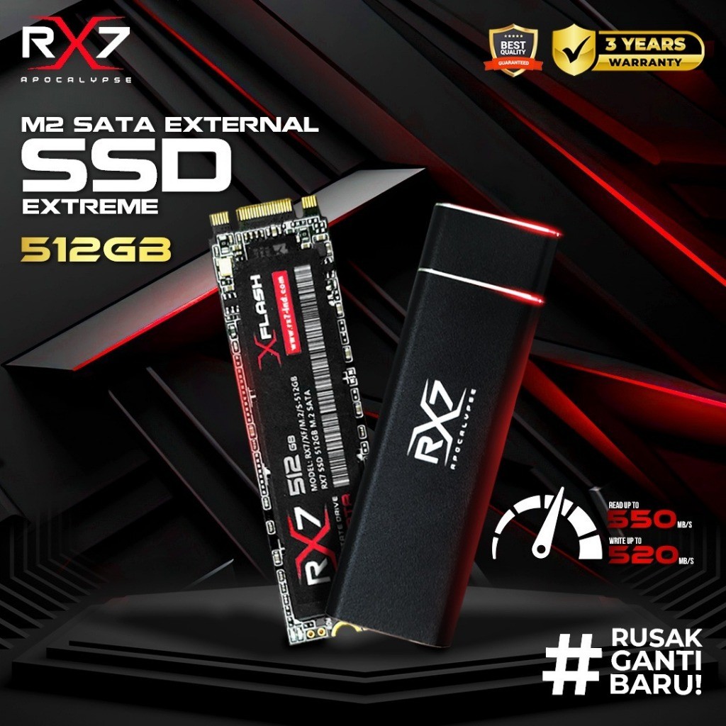 Jual SSD M2 SATA EXTERNAL 512GB RX7 / PORTABLE / ENCLOSURE M2 SATA + M2 ...