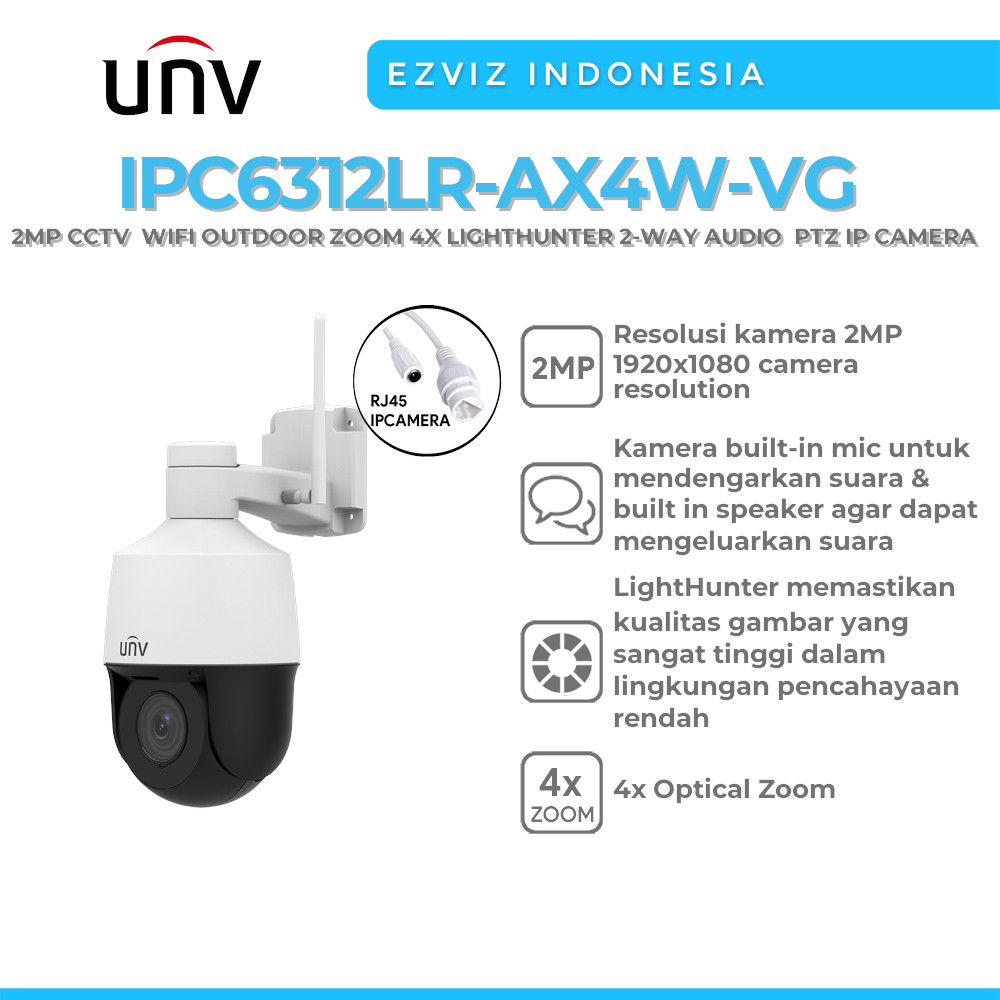 Jual UNV IPC6312LR-AX4W-VG 2MP CCTV WIFI OUTDOOR ZOOM 4X LIGHTHUNTER 2 ...