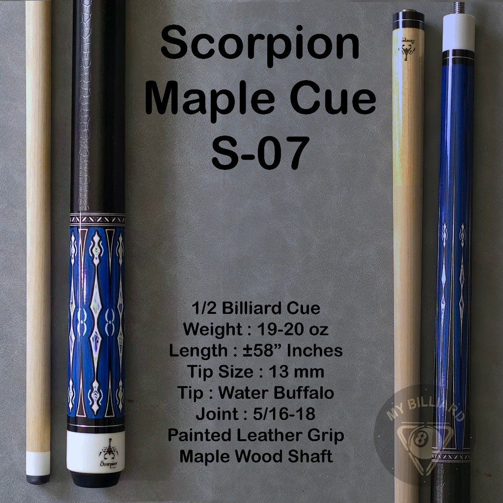 Jual Stick Scorpion Cue Stick Billiard S-07 13 mm New Model- Stik ...