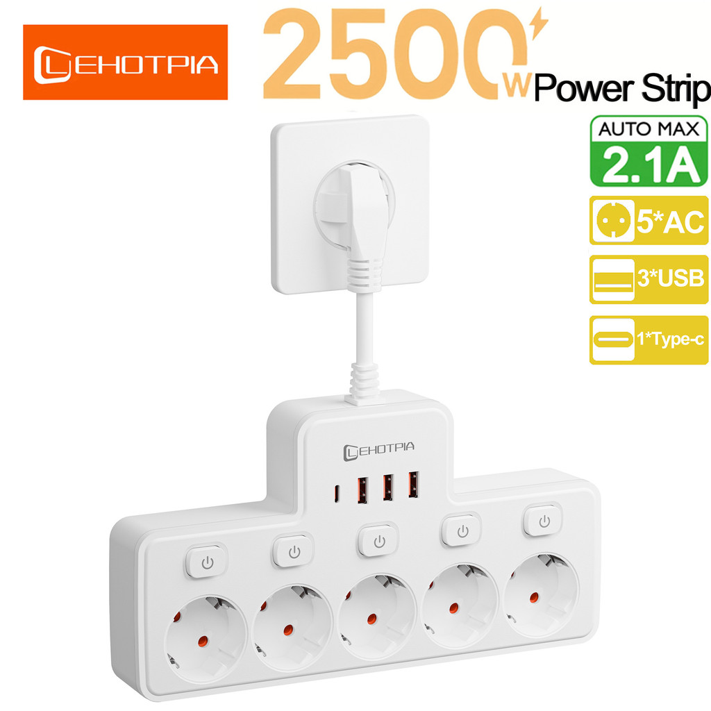 Jual EU AC Plug Independent Switch Wall Mounted Power Strip European ...