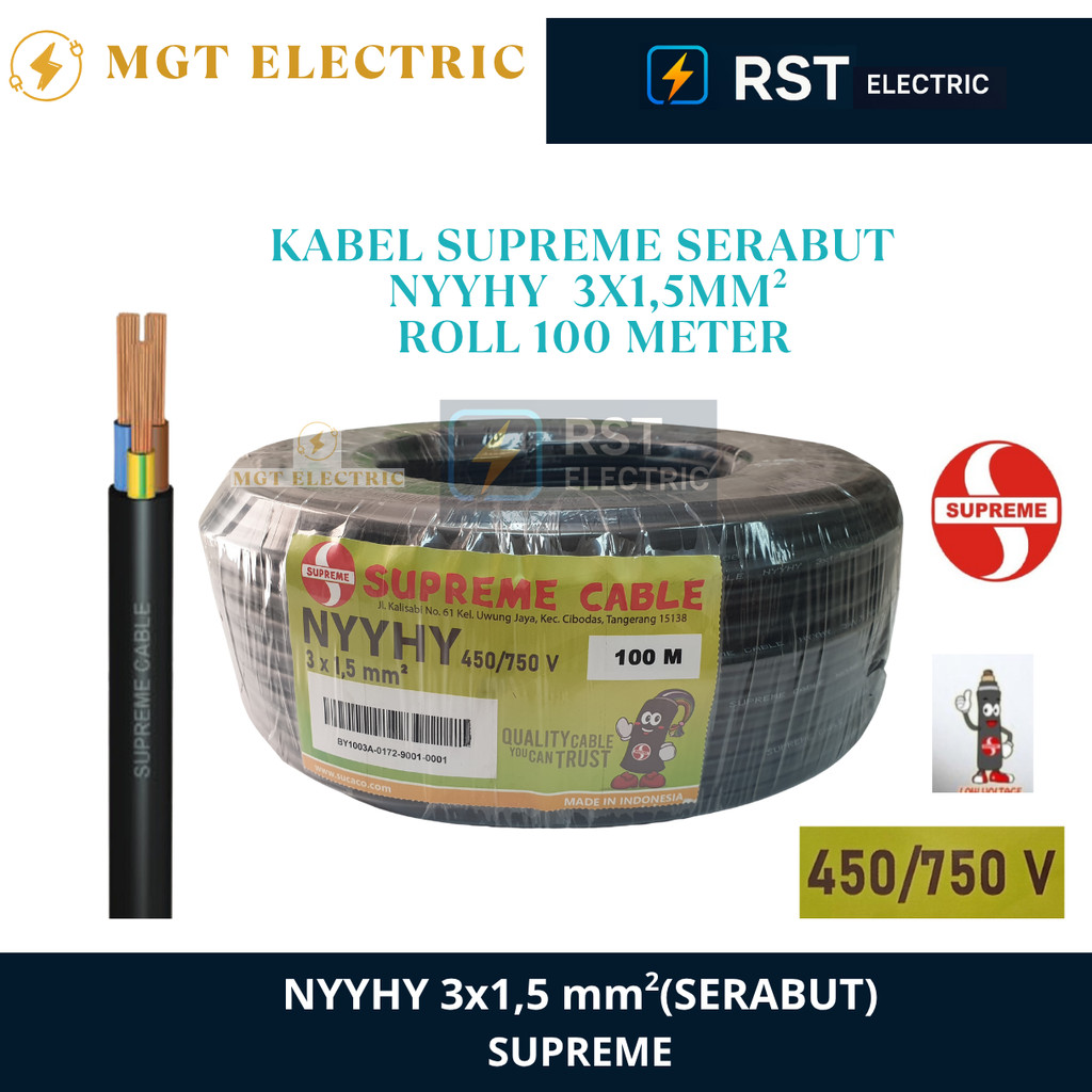 Jual KABEL SUPREME NYYHY 3X1.5 MM (1 ROLL 100 METER) | Shopee Indonesia