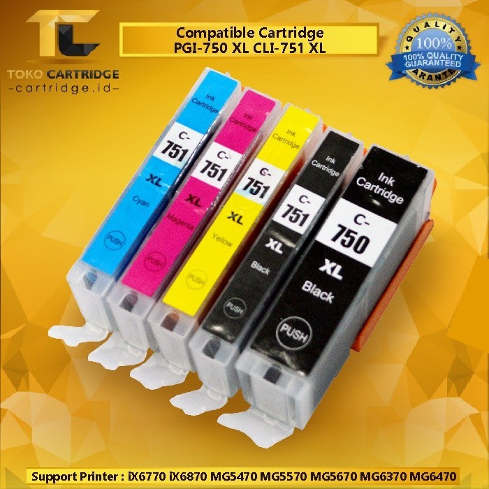 Jual Cartridge Tinta Compatible Canon PGI750 XL CLI751. Quality Refill Printer iX6770 iX6870 ...