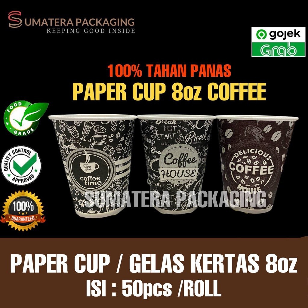 Jual PAPER CUP 8OZ MOTIF 50pcs Tebal Gelas Kertas Kopi Tahan Panas 240ml Medan | Shopee Indonesia