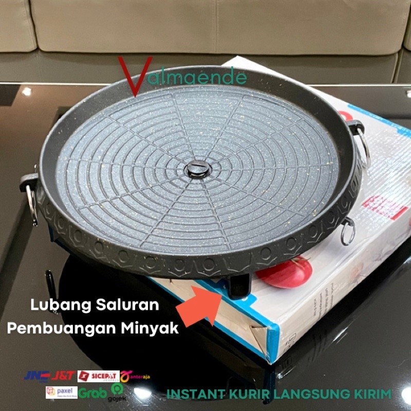 Jual Grill Pan Panggangan BBQ Anti lengket Panggangan Bulat 32cm Kompor ...