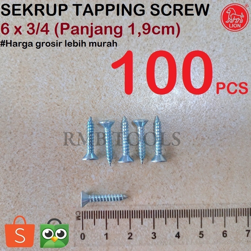 Jual 6x3/4 Sekrup Tapping FH Verseng Panjang 1.9cm #6 / Skrup Tapping ...