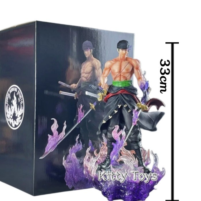 Jual Figure Action Anime One Piece Roronoa Zoro Arc Fight King Aura Api ...