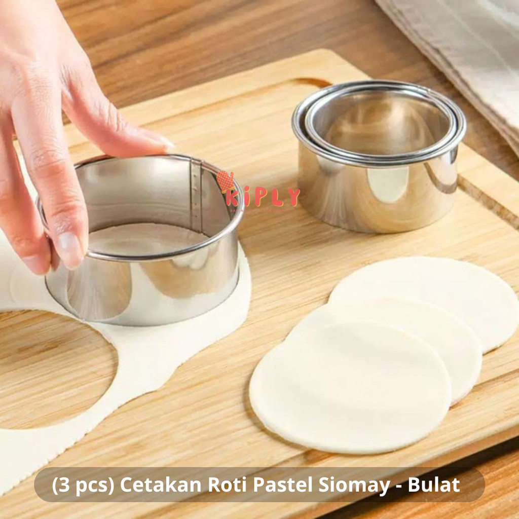 Jual (3 pcs) Cetakan Roti Pastel Siomay - Bulat/Ring cutter stainless ...