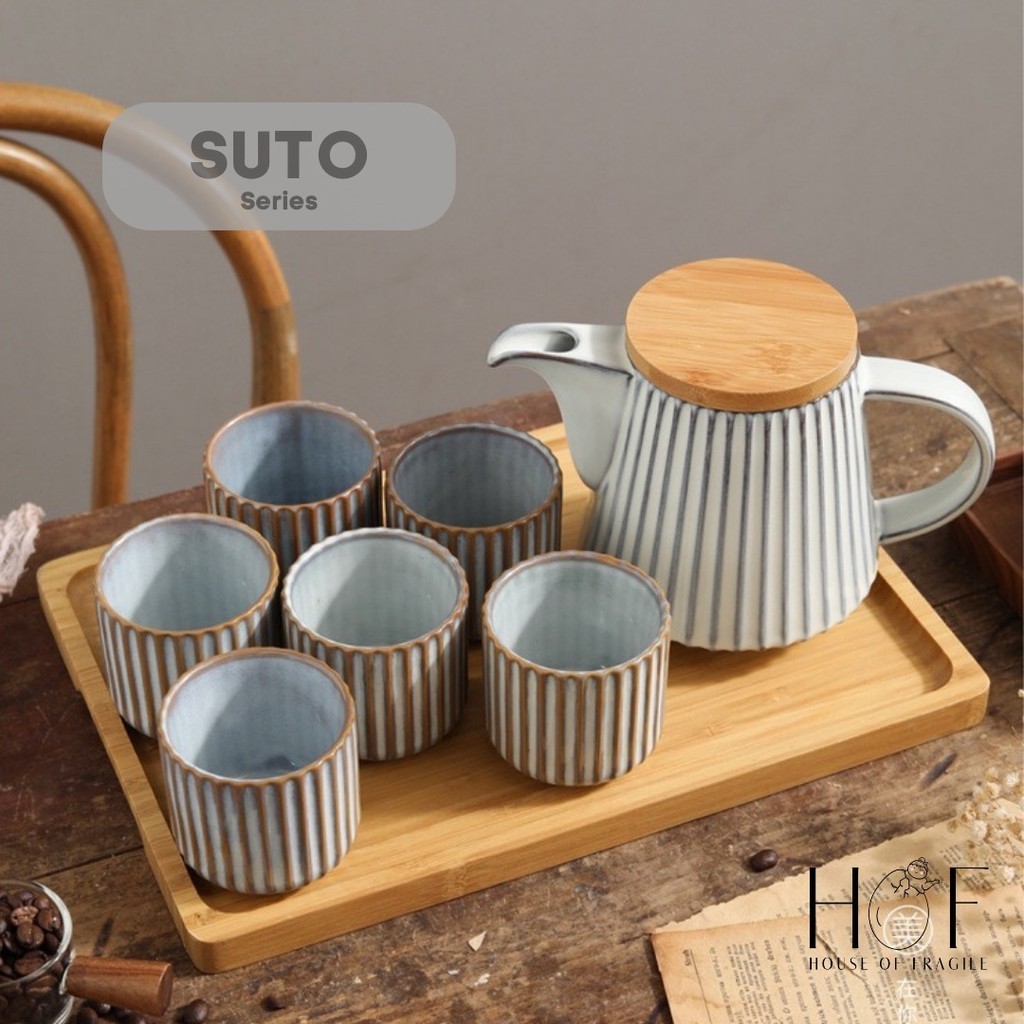 Jual [HOF] SUTO Teko Set Keramik 7 in 1 | Cangkir Set Aesthetic Satu ...