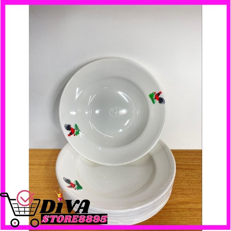 Jual PAKET 12PCS- PIRING MAKAN JAGO - Piring Makan Plastik 1lusin / Piring Ayam Jago Putih ...