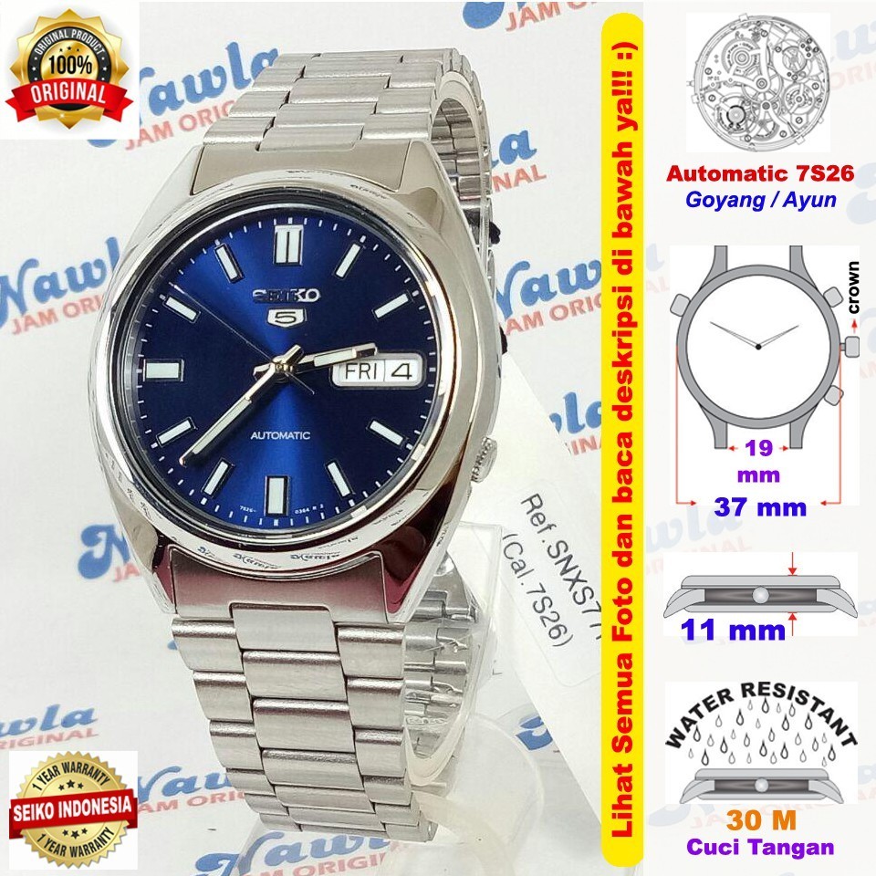 Jual Seiko 5 SNXS77K1 Automatic Blue Dial | Jam Pria SNXS77 | Shopee ...