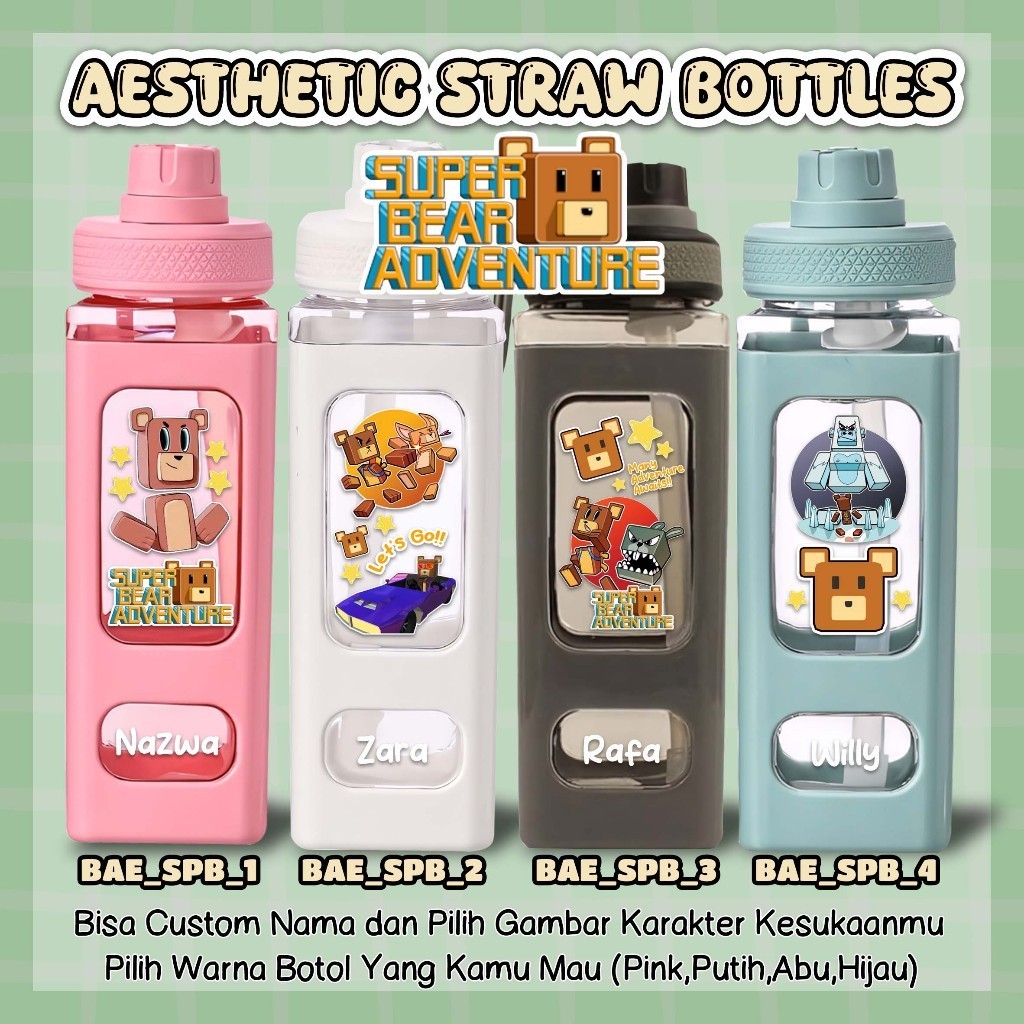 Jual Aesthetic Straw Bottles - Botol Minum Estetik Sedotan - Desain ...
