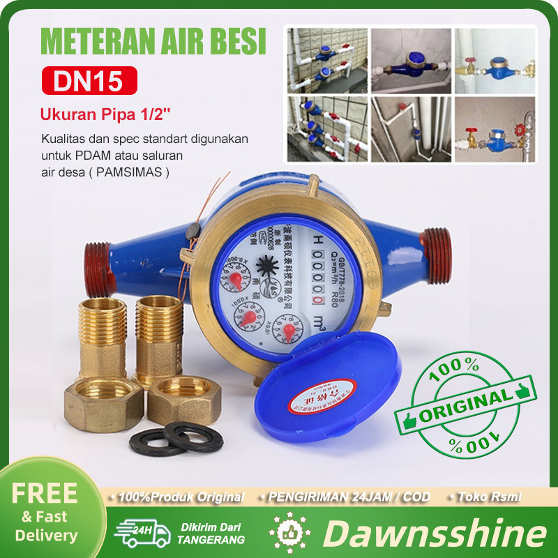 Jual Meteran Air PDAM SNI 1/2" Body Besi Water Meter Ledeng PDAM 0.5 ...