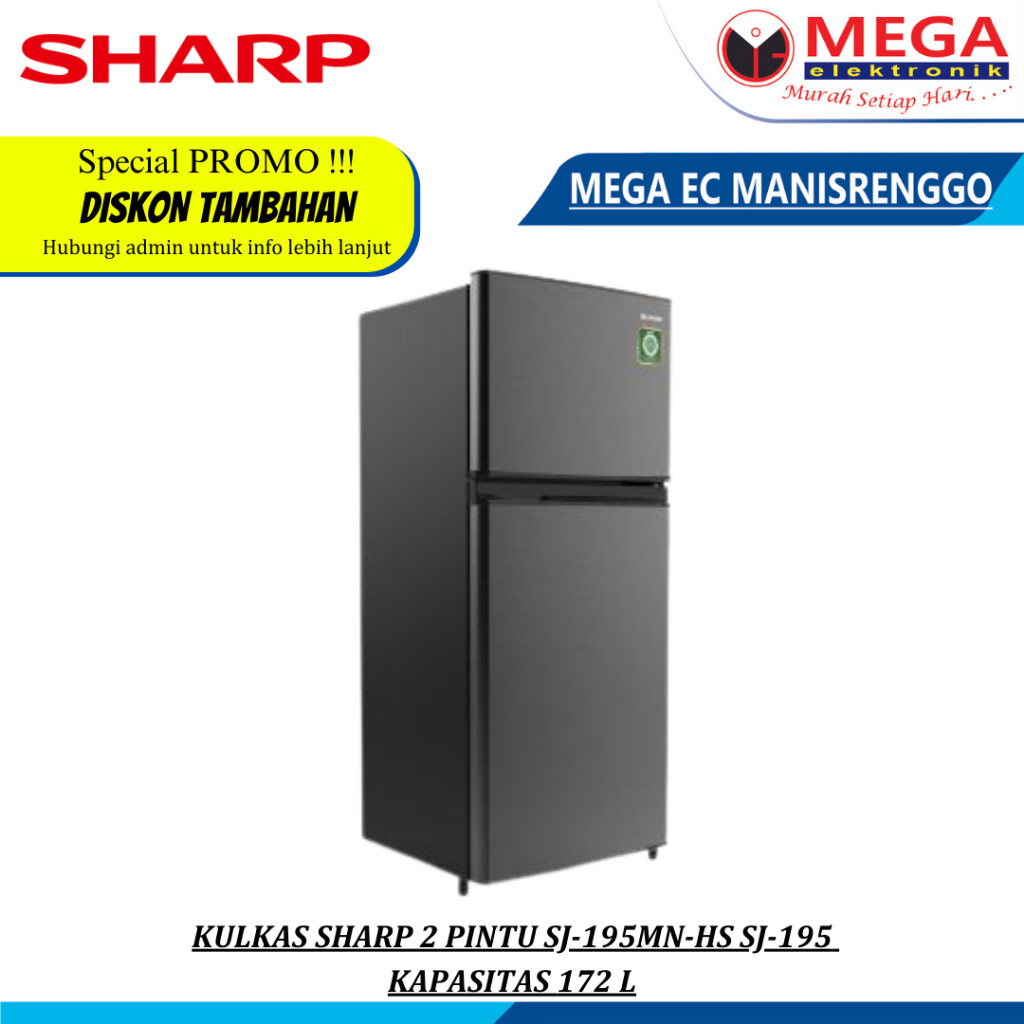 Jual LEMARI ES SHARP 2 PINTU SJ-195MN-HS SJ-195 KAPASITAS 172 L ...
