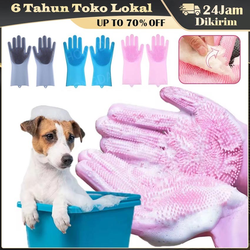 Jual Pet Grooming Gloves / Sarung Tangan Shower Hewan Peliharaan ...