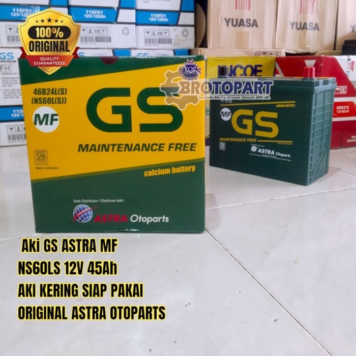 Jual Aki Mobil GS ASTRA NS60LS MF 46B24LS 12v 45Ah Aki Kering ORIGINAL ASTRA OTOPARTS | Shopee ...