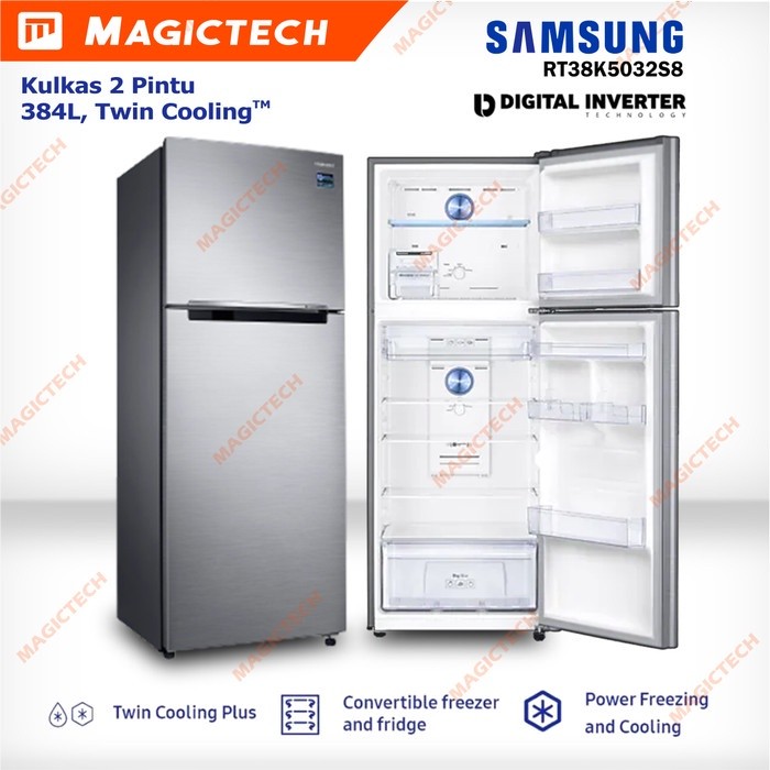 Jual KULKAS SAMSUNG 2 PINTU RT38 RT38K5032S8 TWIN COOLING INVERTER 384L | Shopee Indonesia