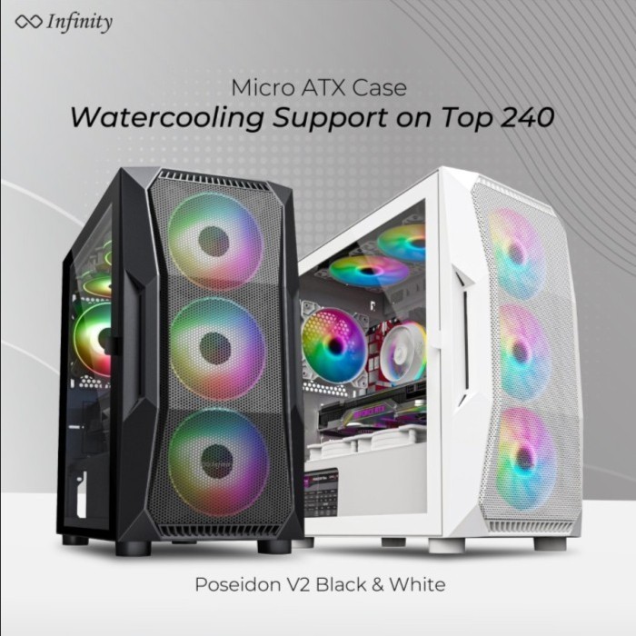 Jual Casing Infinity POSEIDON V2 - mATX Gaming Case - INCLUDE 3 FAN ...
