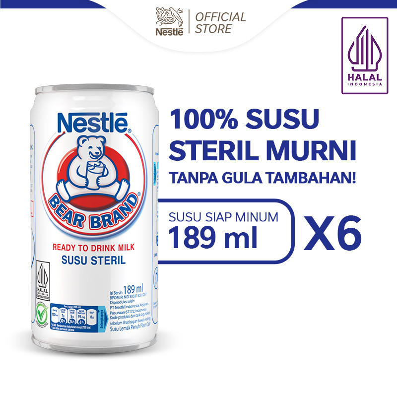 Jual BEAR BRAND Susu Kaleng Susu Beruang Susu Steril 189ml x6 | Shopee Indonesia