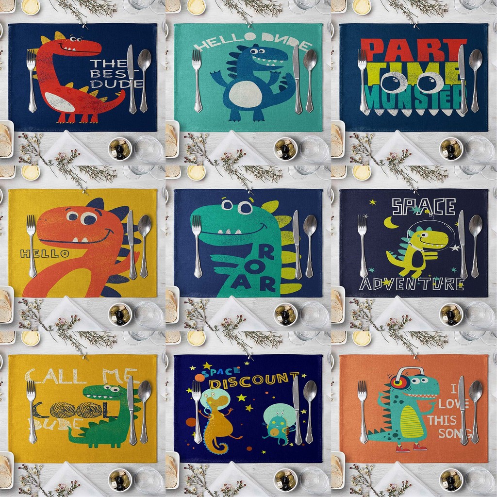 Jual 40X30cm Dinosaur Placemat for Table Cartoon Animal Dining ...