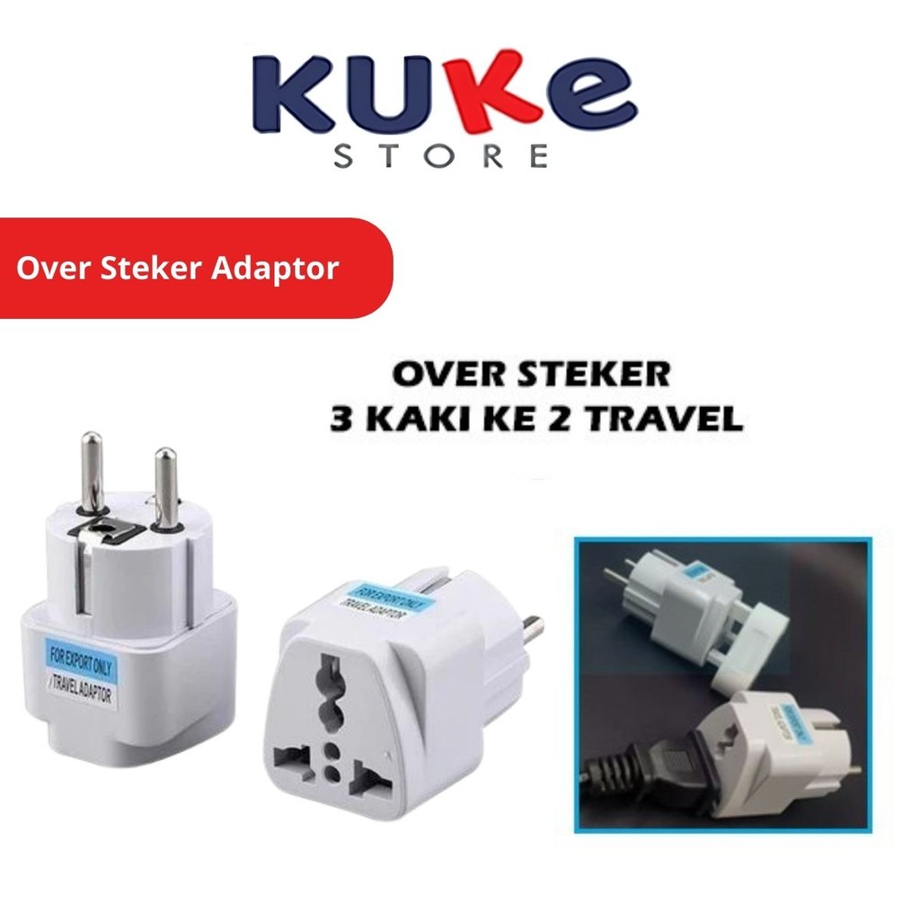 Jual Over Steker Adaptor 3 Kaki Travel Adapter ke 2 Universal (UK + US+ ...