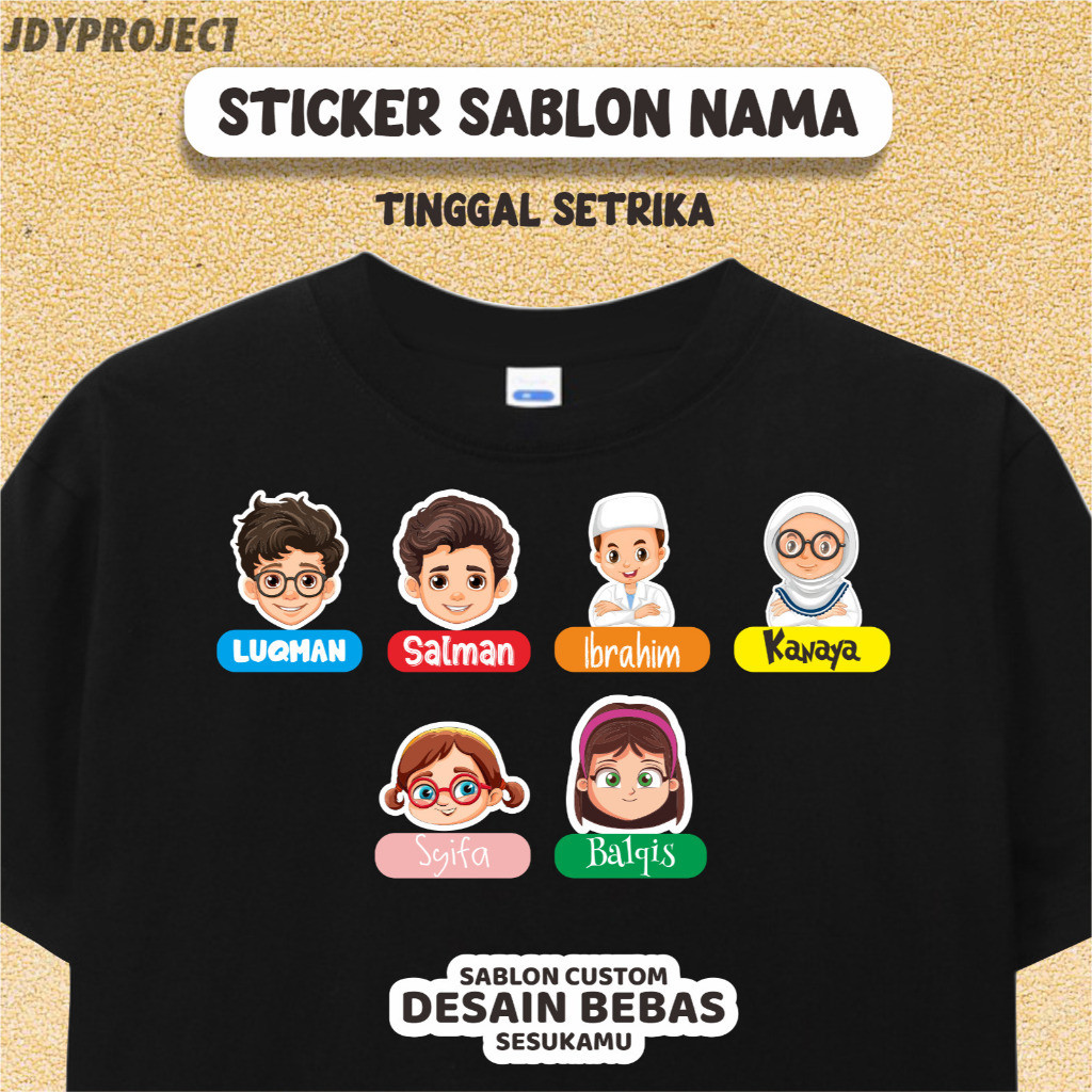 Jual Stiker sablon setrika custom karakter nama anak untuk berbagai ...
