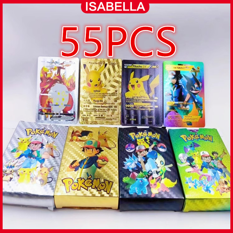 Jual ISABELLA 55Pcs Mainan Peliharaan Elf Kartu / Hitam Emas Perak Kartu Pokemon / Mon Charizard ...