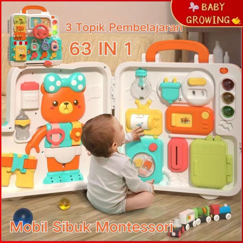 Jual 63-IN-1 Papan Sensorik Bayi Mainan Edukatif Montessori dengan ...