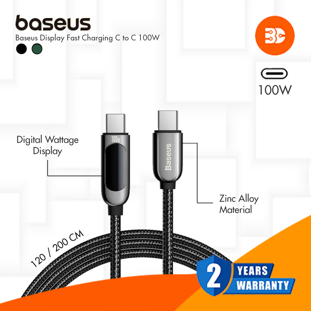 Jual BASEUS Charging Cable Display Fast Charging C to C 100W | Shopee ...