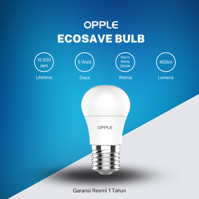 Jual OPPLE Lampu LED Bulb Bohlam EcoSave 5W 3000K Kuning | Shopee Indonesia