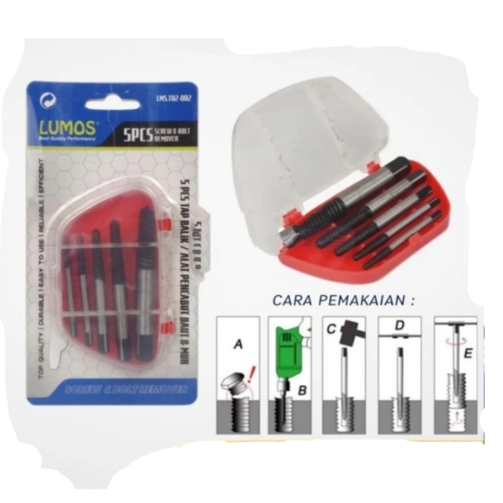 Jual TAB BALIK SET 5PCS / MATA BOR ALAT PENCABUT BAUT RUSAK PATAH SCREW ...