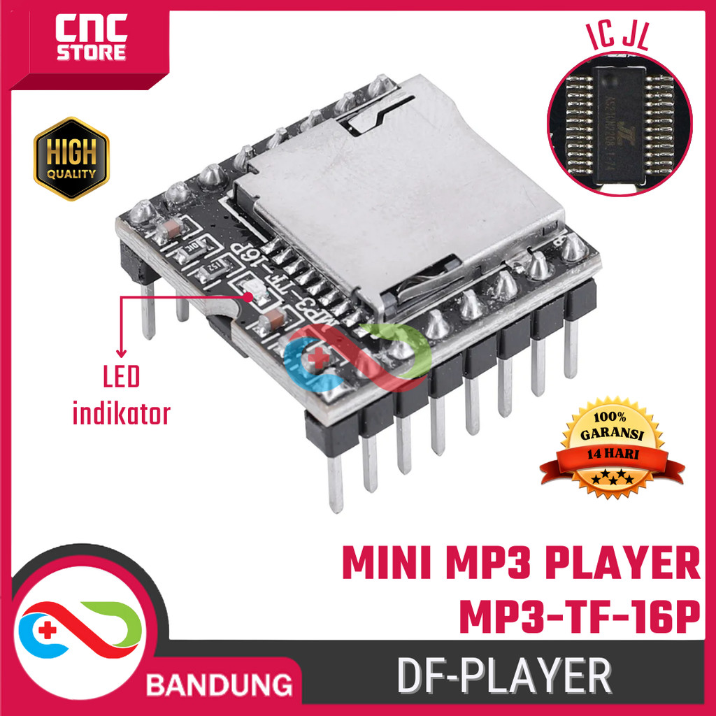 Jual DFPlayer Mini MP3 Player Module MP3-TF-16P – Modul Pemutar MP3 ...