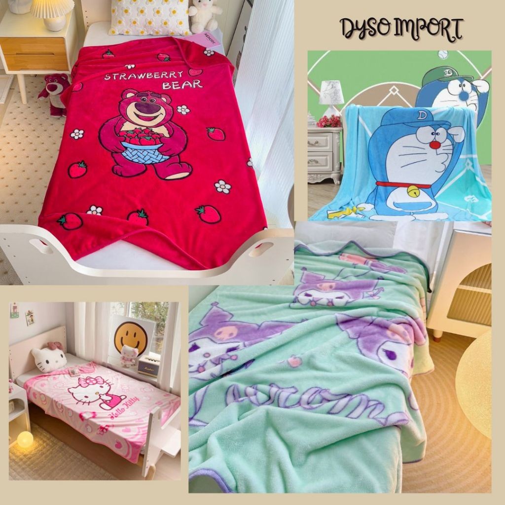 Jual Selimut anak lucu karakter sanrio kuromi hello kitty cinnamoro ...