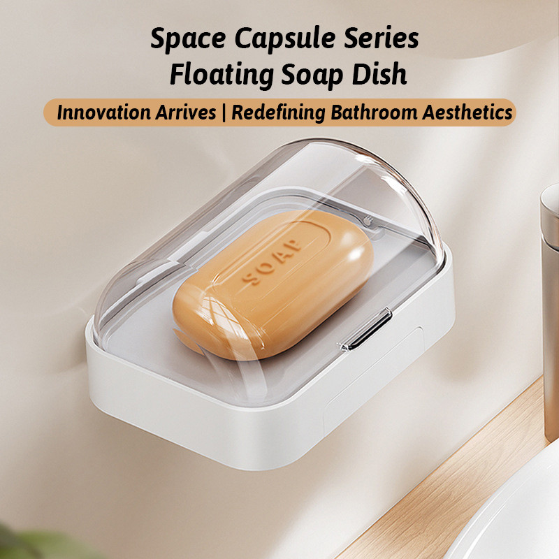 Jual Floating Soap Dish Space Capsule Design Adhesive-Free Wall Mount 2 ...