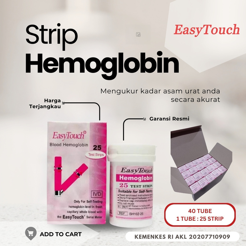 Jual Easytouch Strip Hemoglobin [40 Tube] Test Hb Refill Isi 25 Easy ...