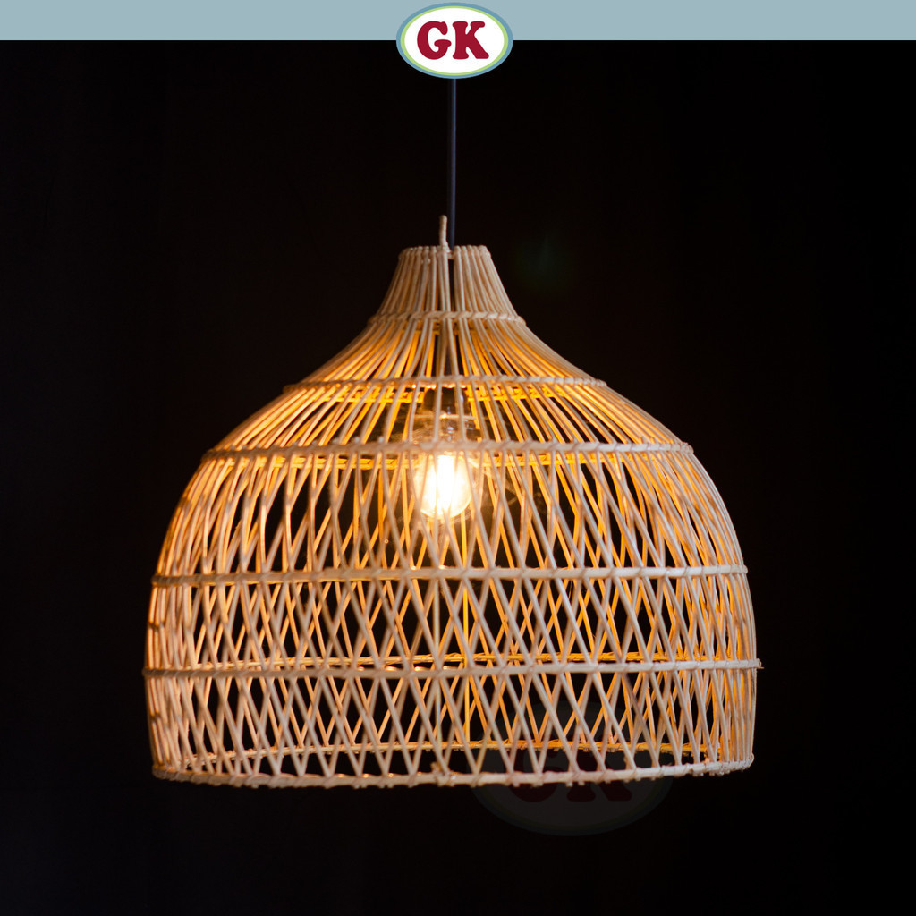 Jual Kap Lampu Gantung Rotan SANGKAR 10 D40 - Handcrafted Rattan ...