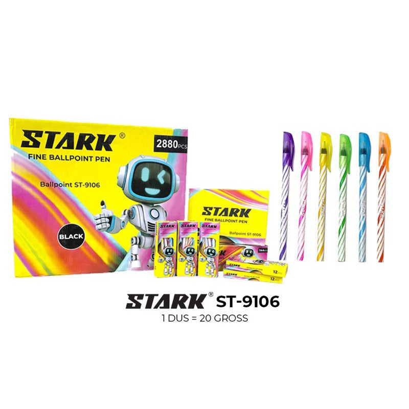 Jual Pen Lilin Stark ST9106 12 Pcs Pulpen Ulir Sekolah Kantor Tinta ...