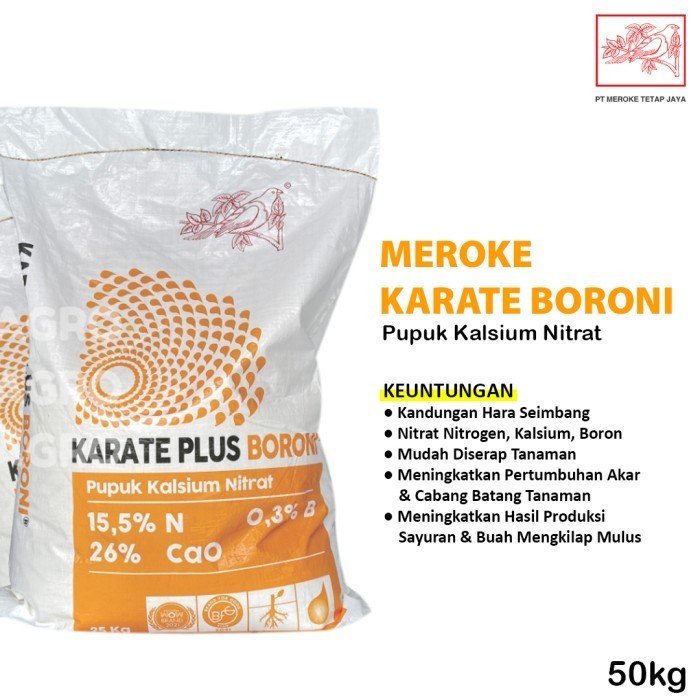 Jual 50 KG - Pupuk Meroke NPK Karate Boroni Kalsium Nitrat | Shopee ...